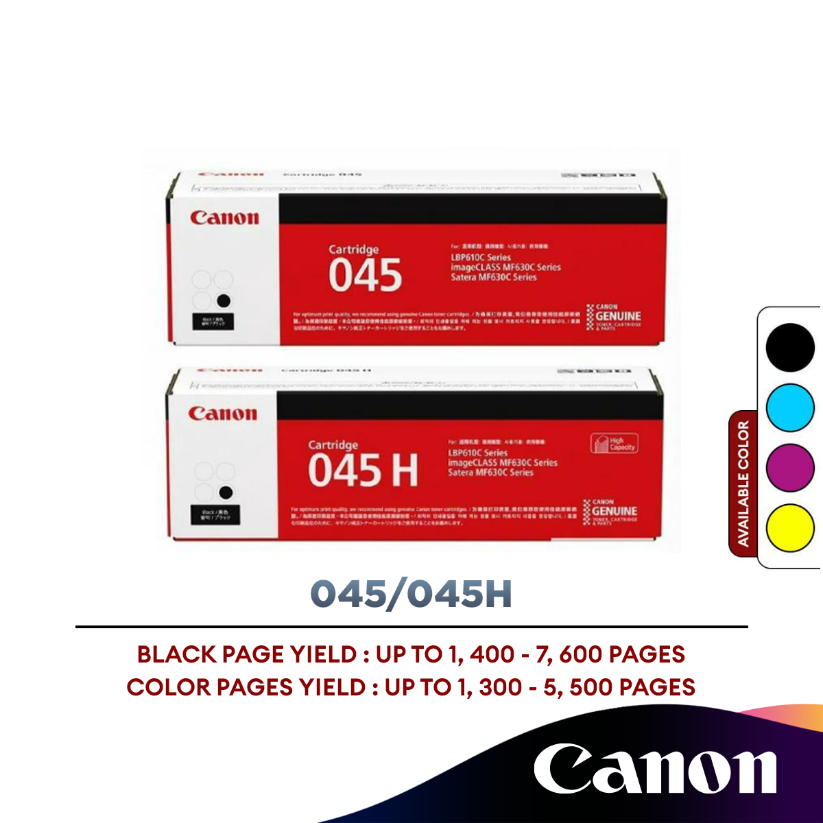 Canon 045/ 045H Toner Cartridge (Black/Cyan/Magenta/Yellow) – ALL IT Hypermarket
