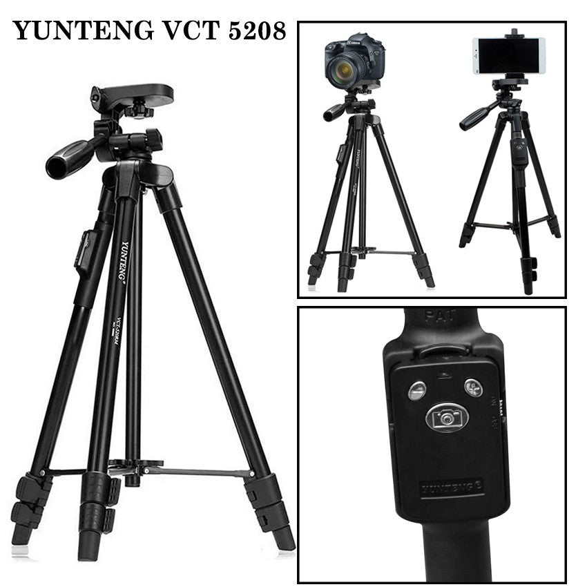 Yunteng VCT5208 Aluminum Tripod with 3-Way Head Stand | HR94BK – ALL IT ...