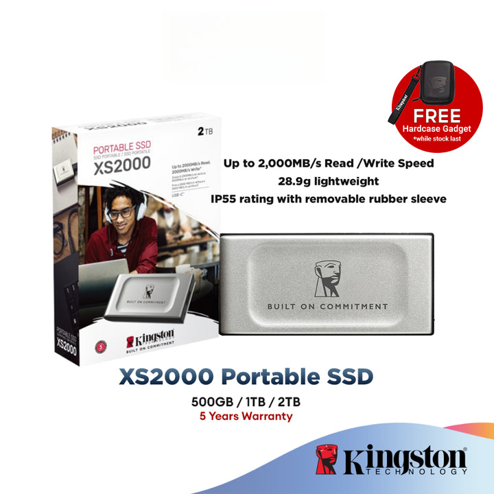 Kingston XS2000 (500GB/1TB/2TB) Portable SSD (Type-C to Type-C) 20Gbps ...