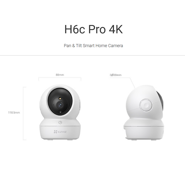 Ezviz H6c Pro 4K 8MP Pan/Tilt Smart Home Camera Type-C Security Camera ...
