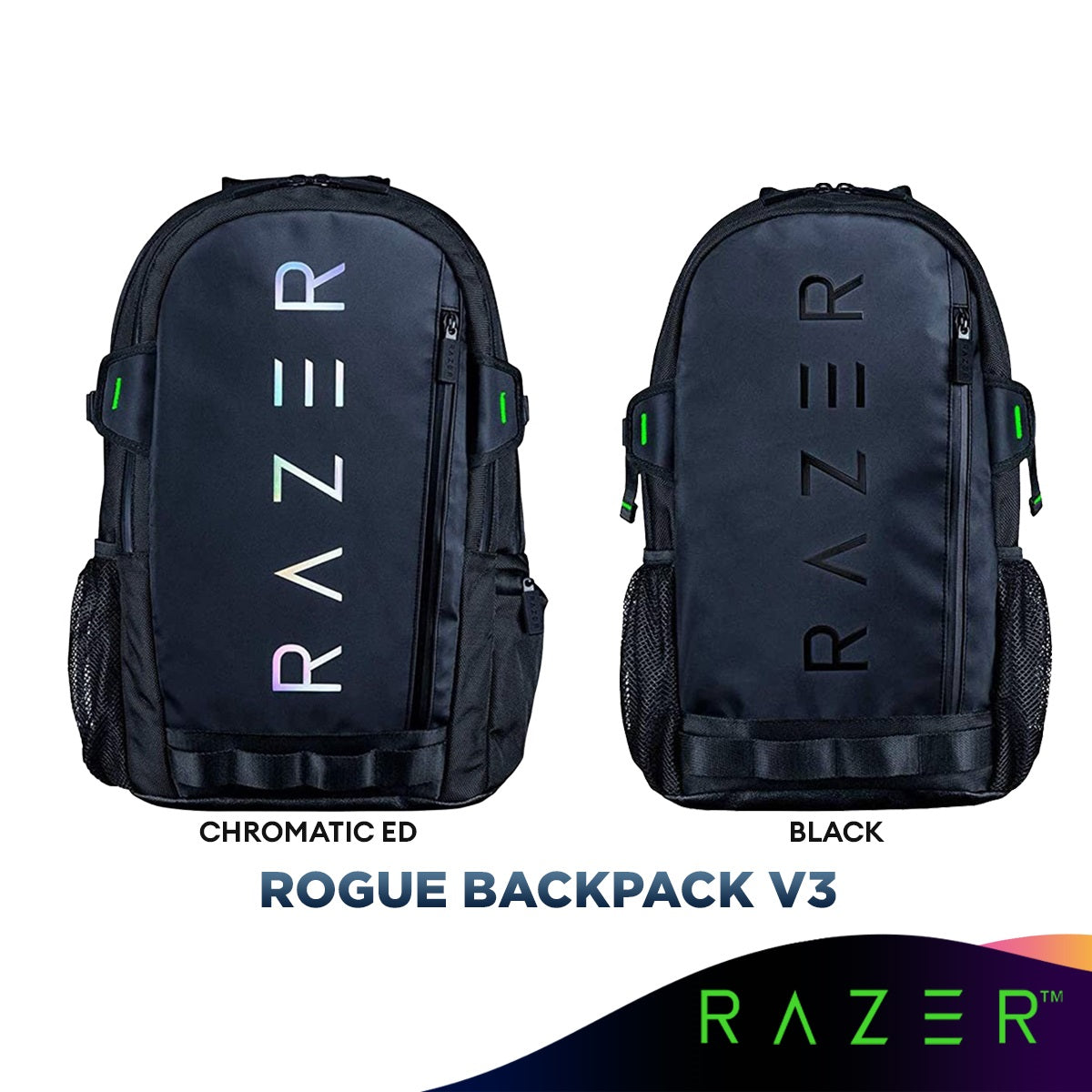 Razer Rogue Backpack V3 Chromatic / Black Ed Travel Backpack with Lapt ...