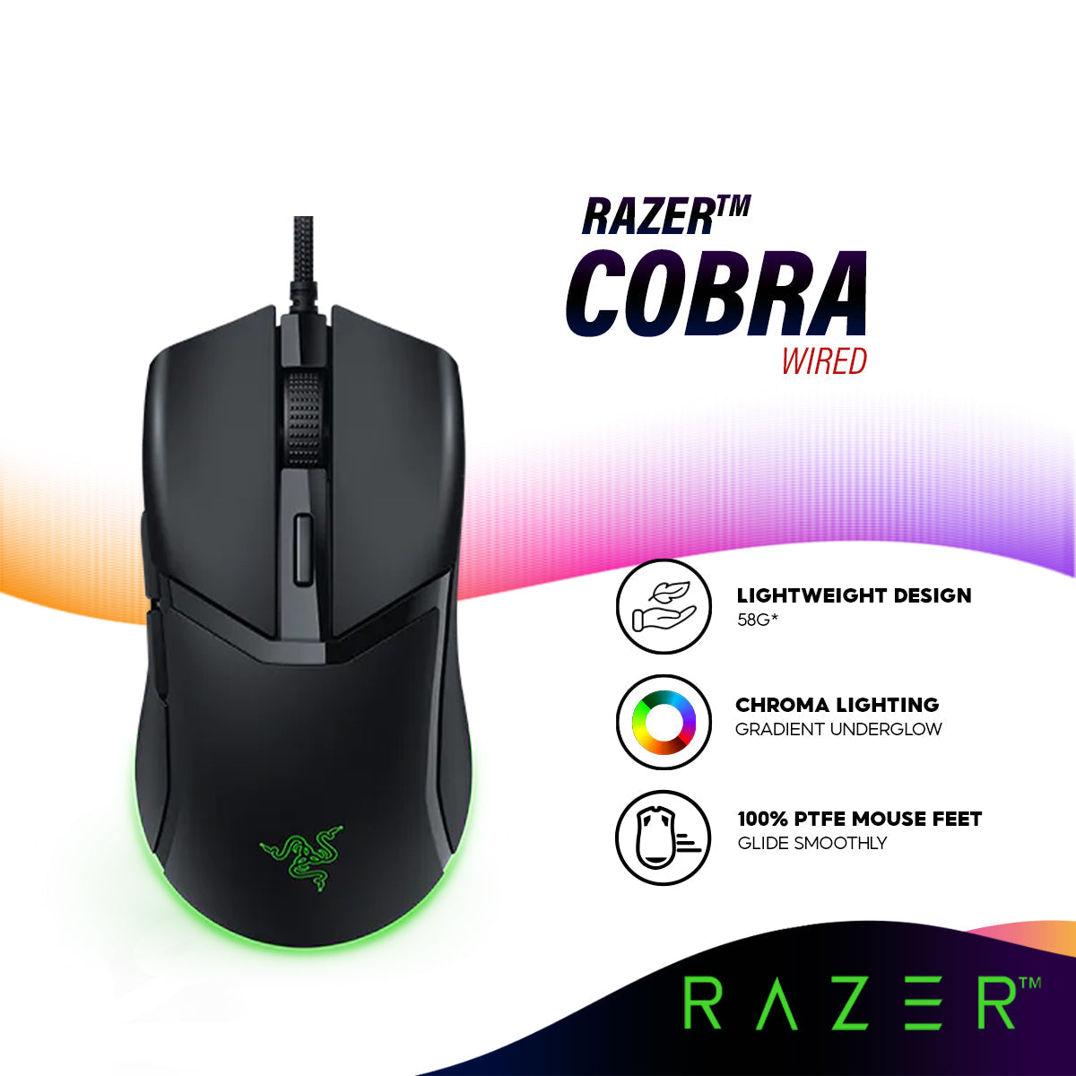 Razer Cobra 58g Lightweight Wired Gaming Mouse | Chroma RGB Lightning ...