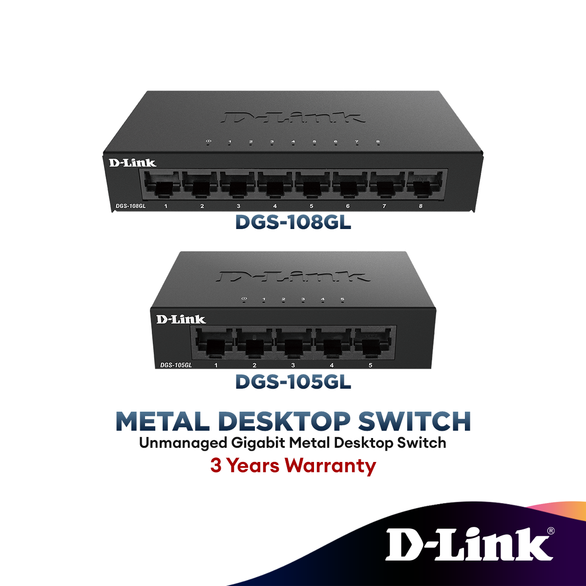 D-Link ( DGS-105GL / DGS-108GL ) Unmanaged Gigabit Metal Desktop Switc ...