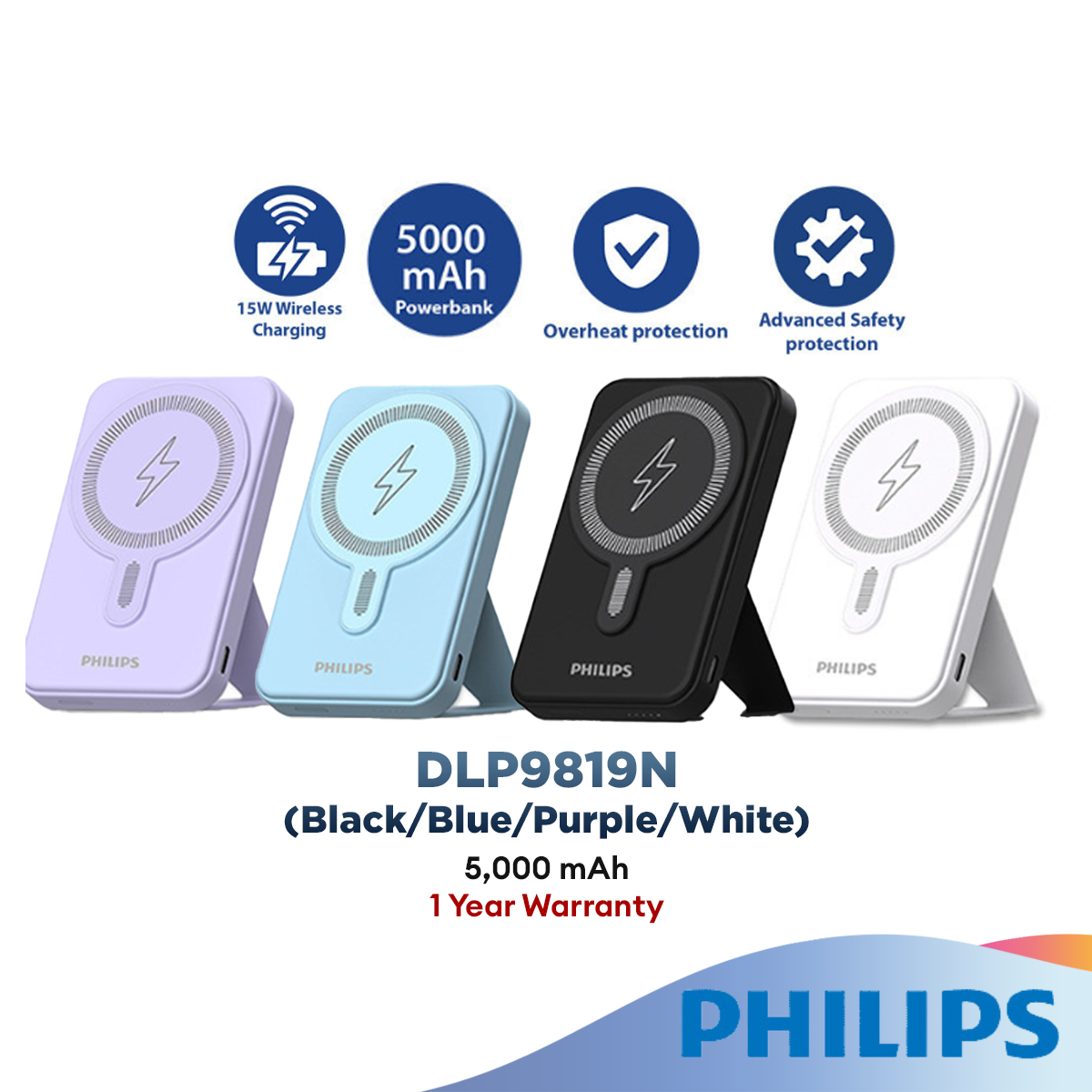 Philips 15W Magnetic Wireless Power Bank 5000mAh Wireless Charger Char ...