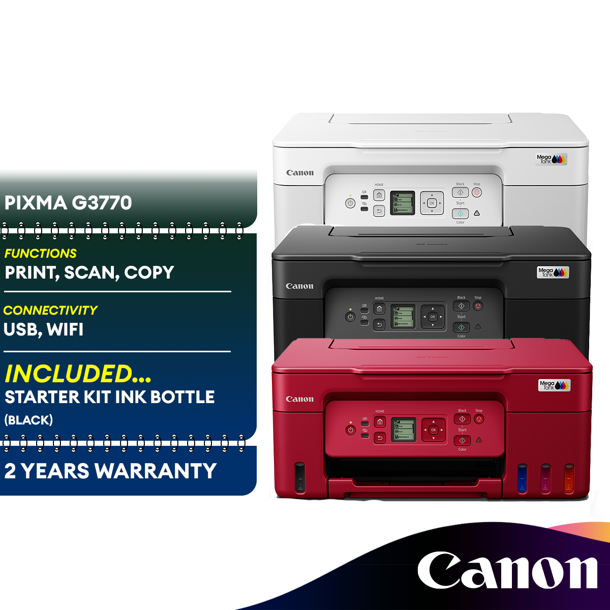 Canon PIXMA G3770 Wireless Refillable Ink Tank Printer Inkjet Printer ...