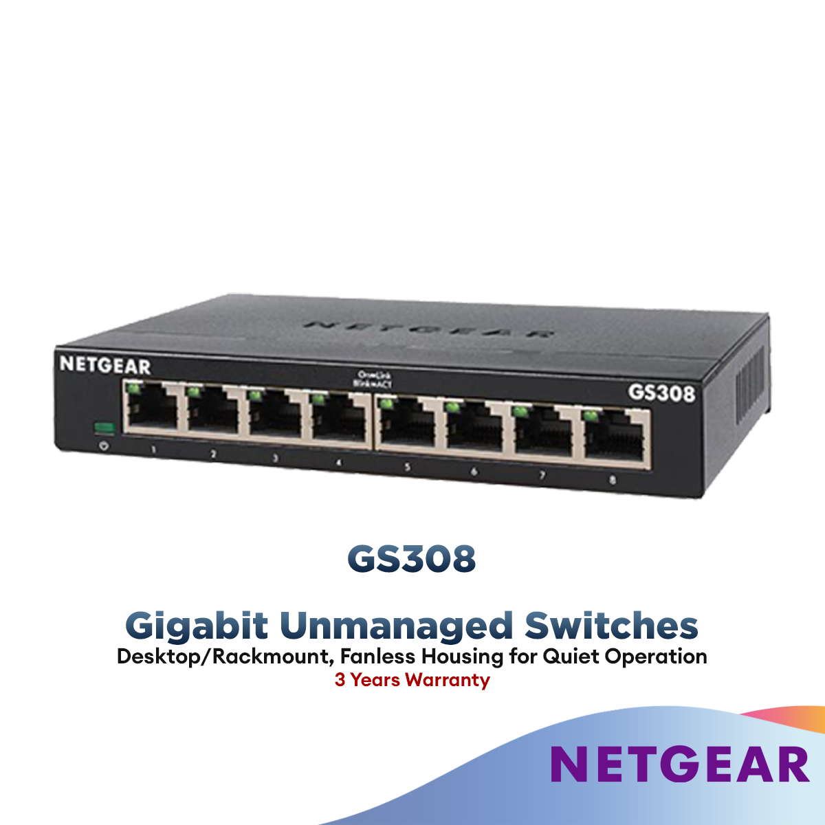 Netgear 8-Port Gigabit Ethernet Unmanaged Switch (GS308) - Desktop, St ...