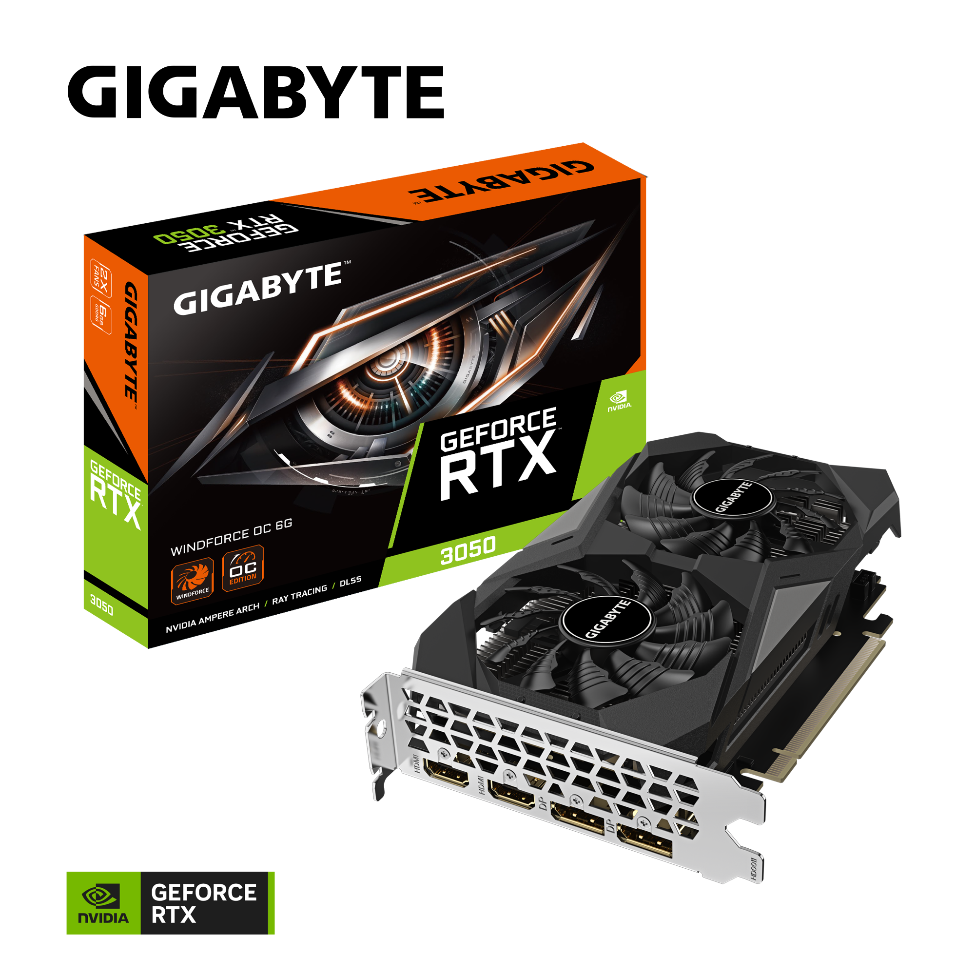 GIGABYTE GeForce RTX 3050 WINDFORCE OC 6GB GDDR6 Graphics Card | GV-N3 ...