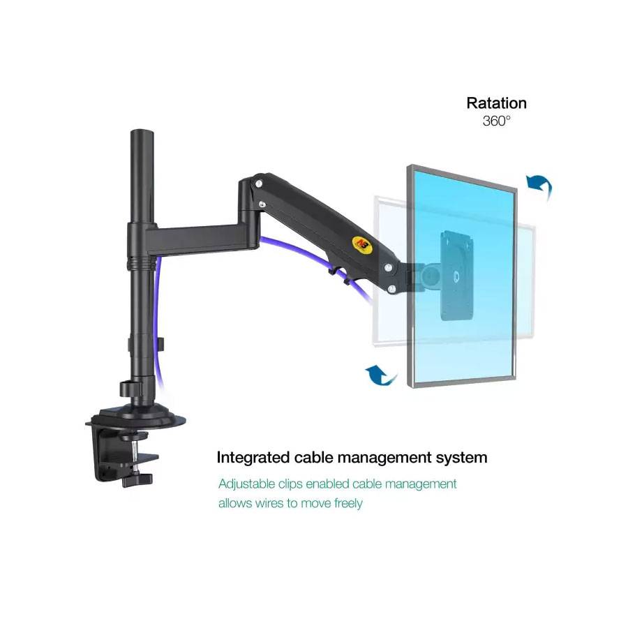 NB North Bayou H100 22 - 35 Inch Gas Strut Single Arm Monitor Desk Mou ...