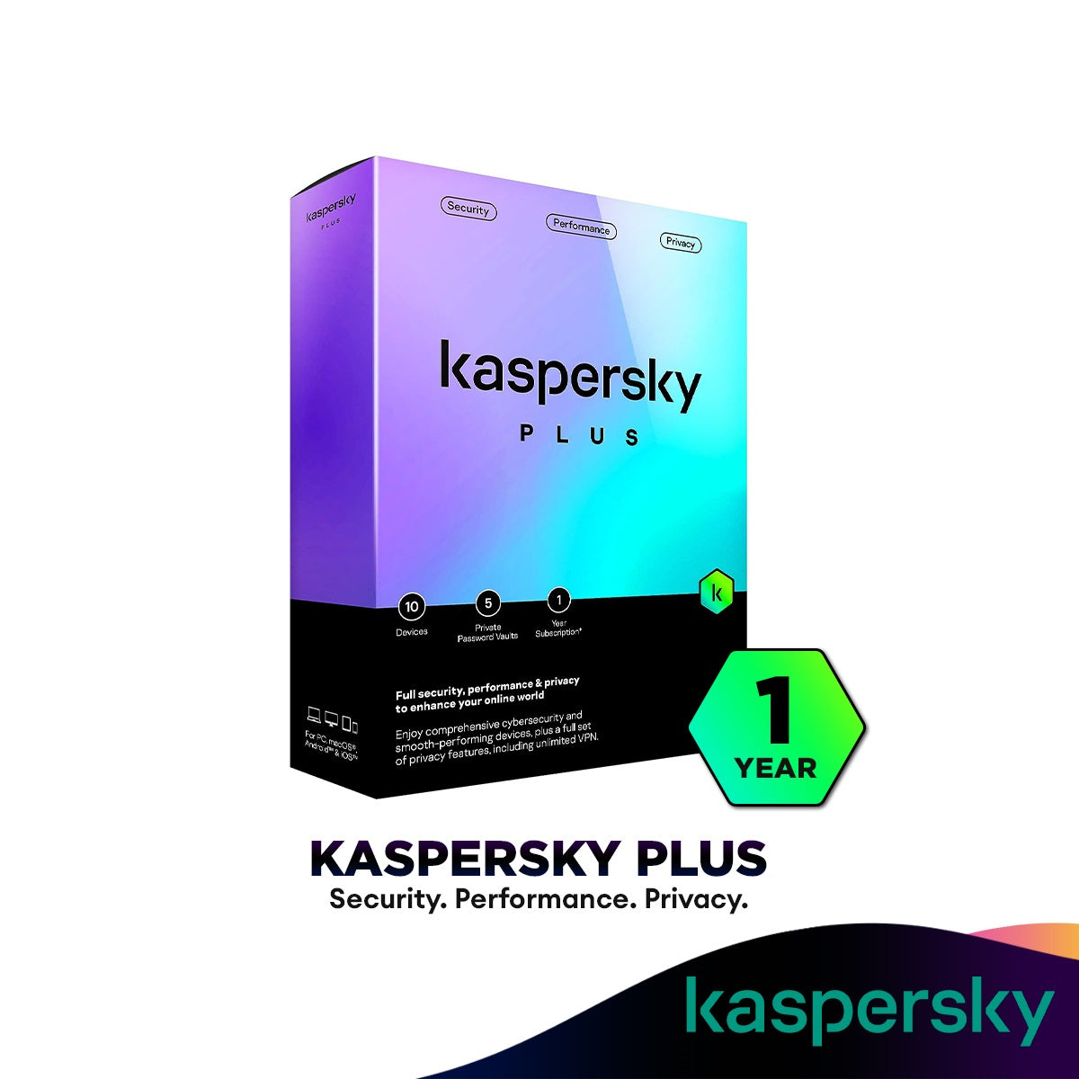 Kaspersky Plus Antivirus Security 1 Year (1/3 User) | Included Unlimit ...