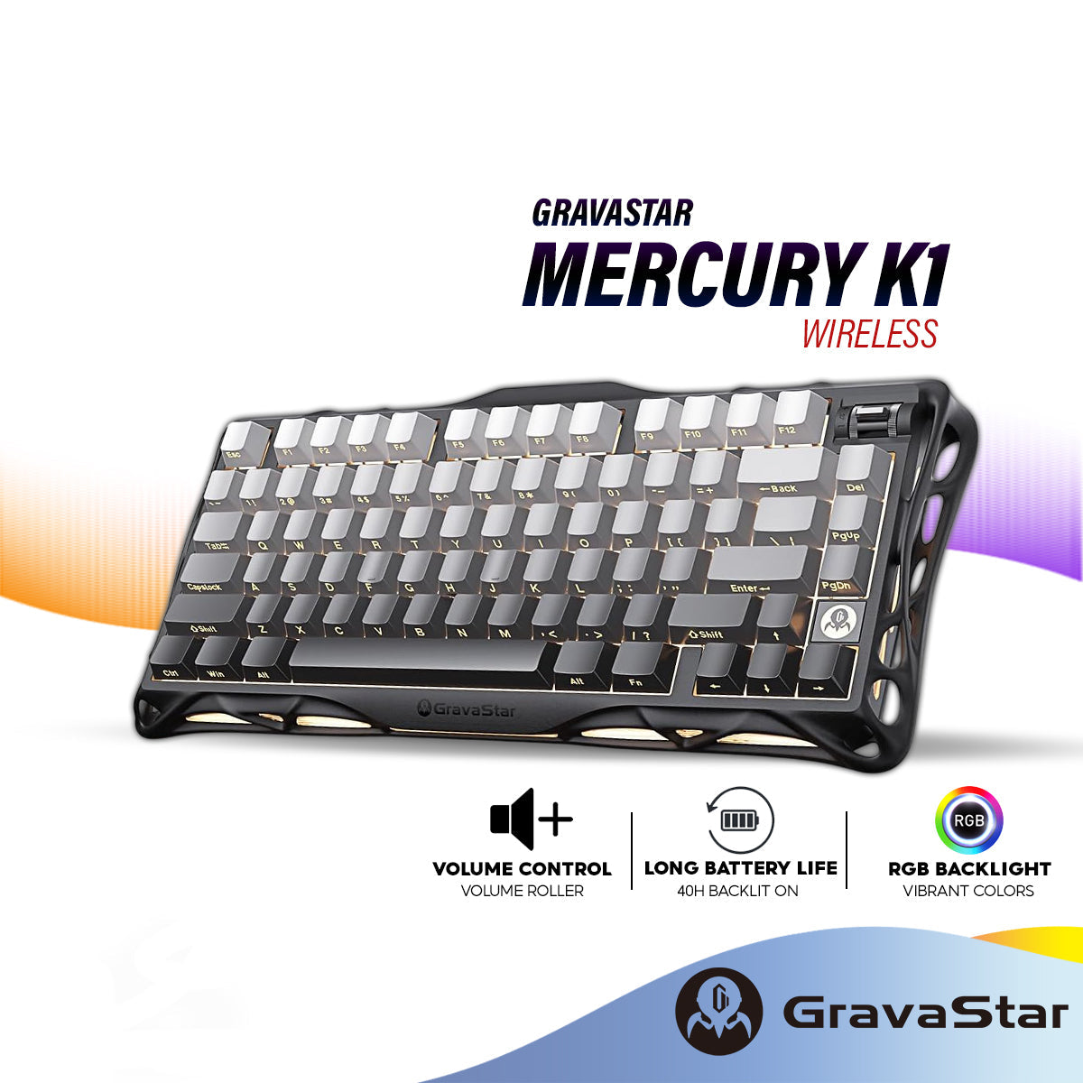 GravaStar Mercury K1 75% Wireless Mechanical Gaming Keyboard with RGB ...
