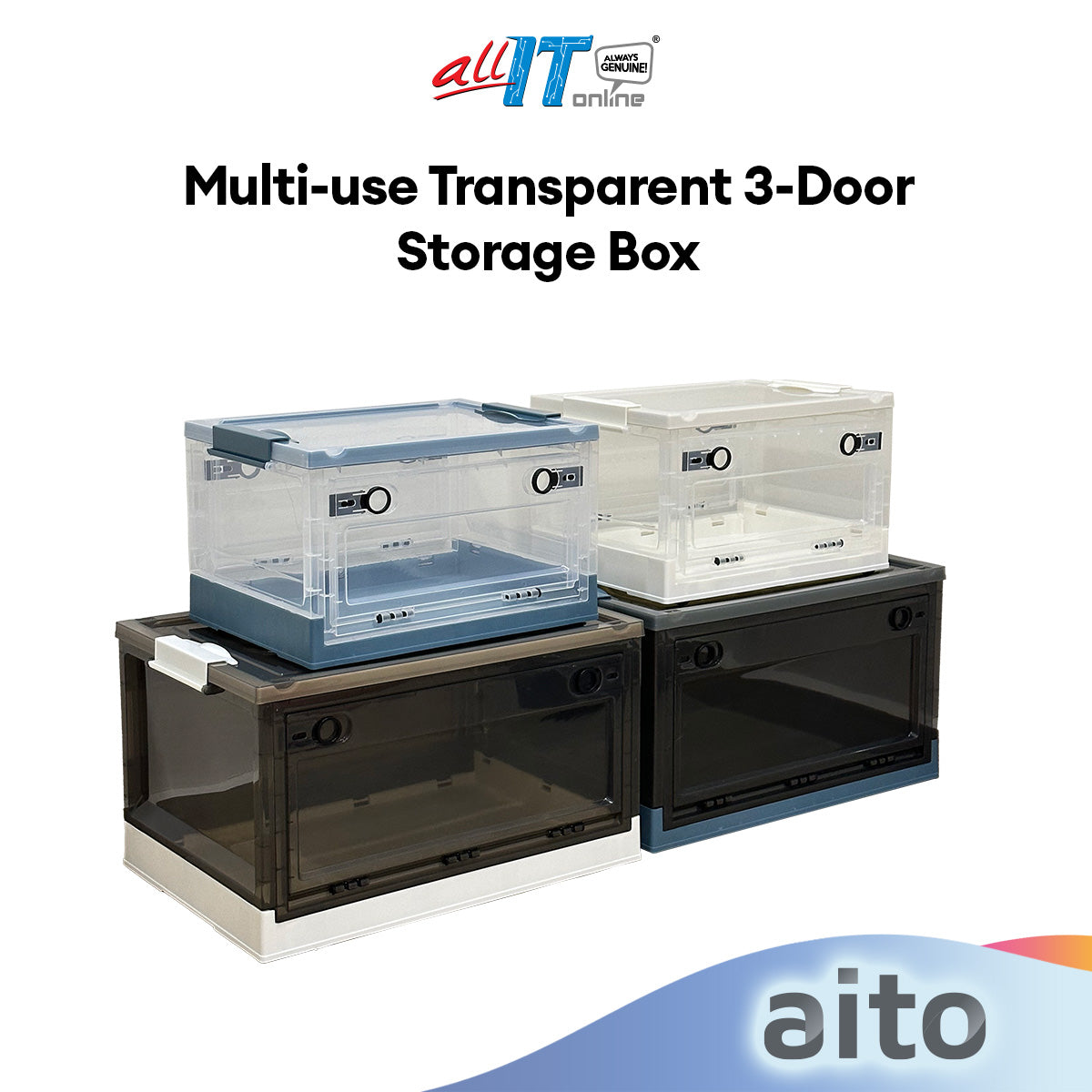 Multi-use Transparent 3-Door Storage Box – ALL IT Hypermarket