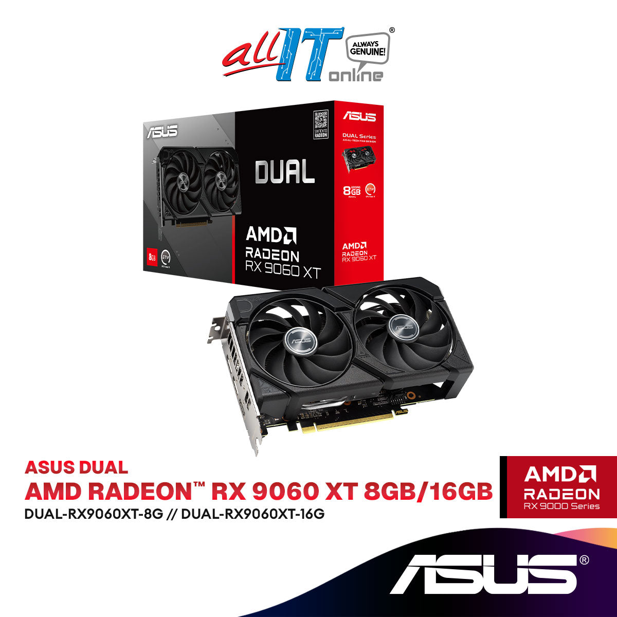 ASUS DUAL AMD Radeon RX 9060 XT 8GB/16GB GDDR6 Graphics Card | DUAL-RX ...