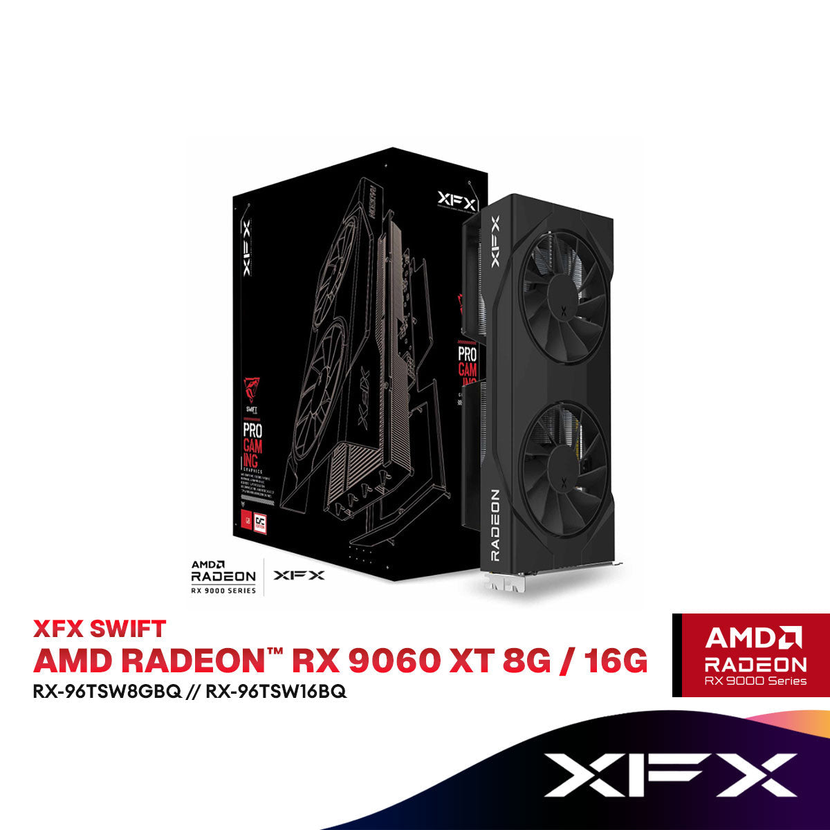 XFX Swift AMD Radeon RX 9060 XT OC 8GB / 16GB GDDR6 Dual Fans Graphics ...