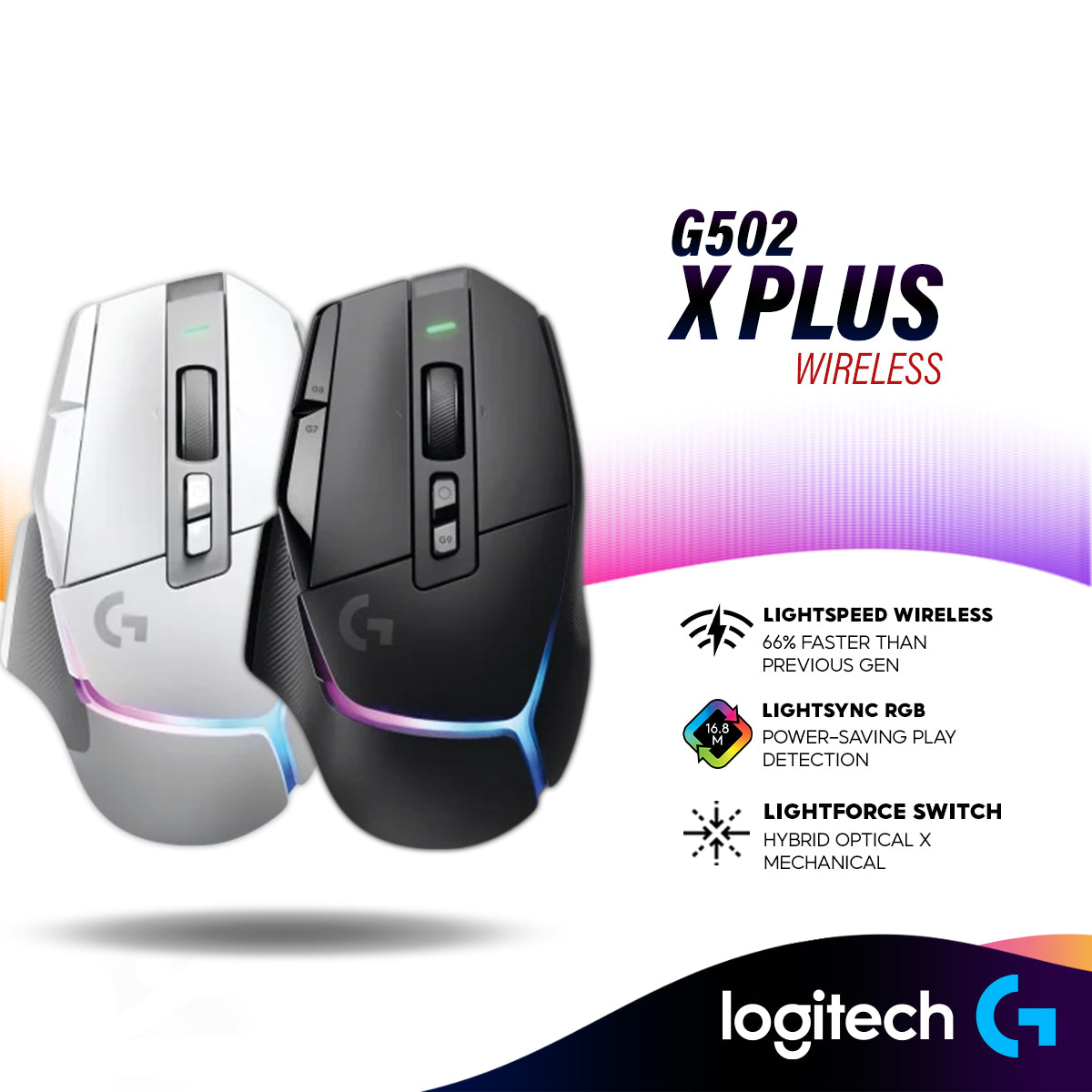 Logitech G502 X Plus LIGHTSPEED Wireless RGB Gaming Mouse Optical Mous ...