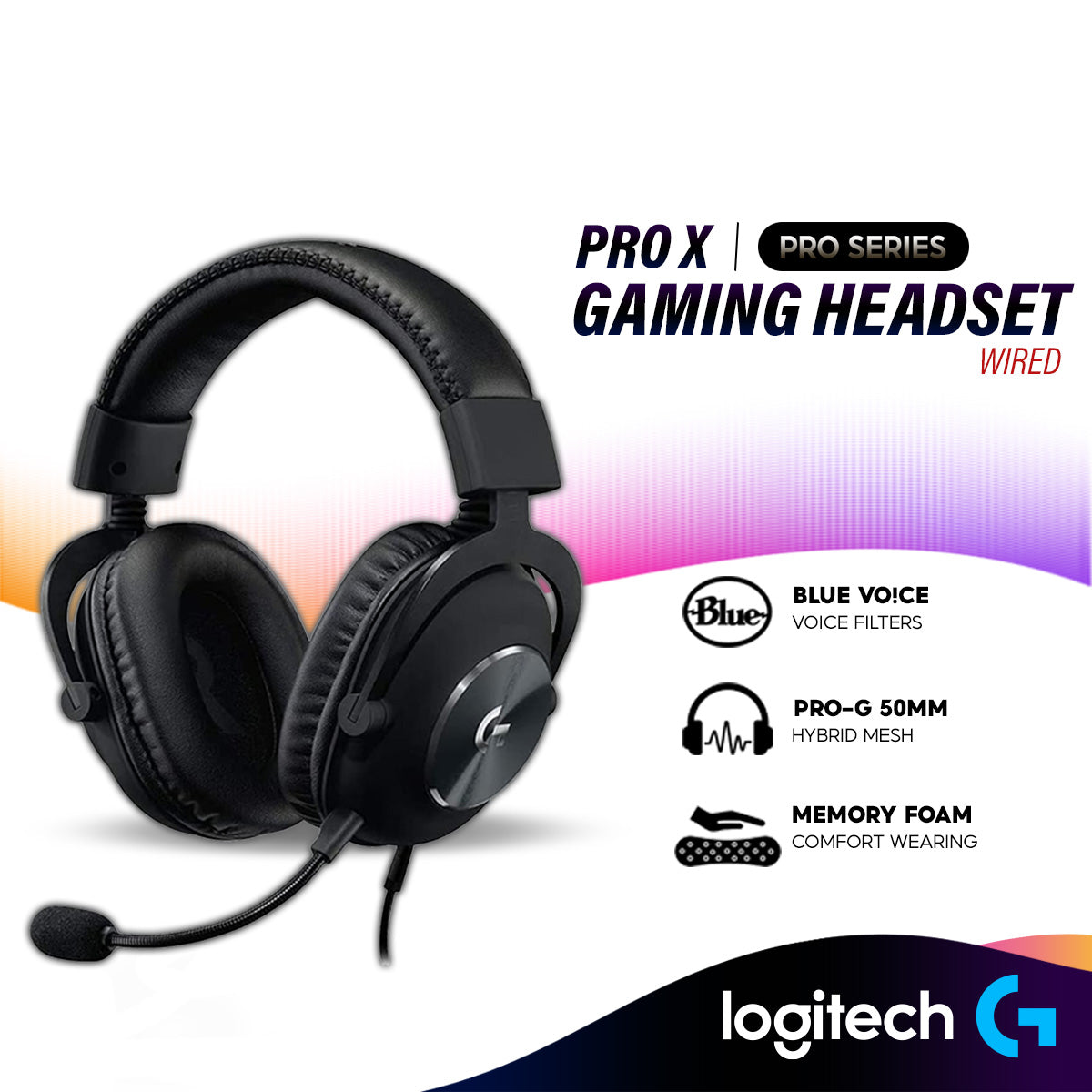 Logitech G PRO X Wired Gaming Headset | Blue VO!CE | Pro-G 50mm Driver ...