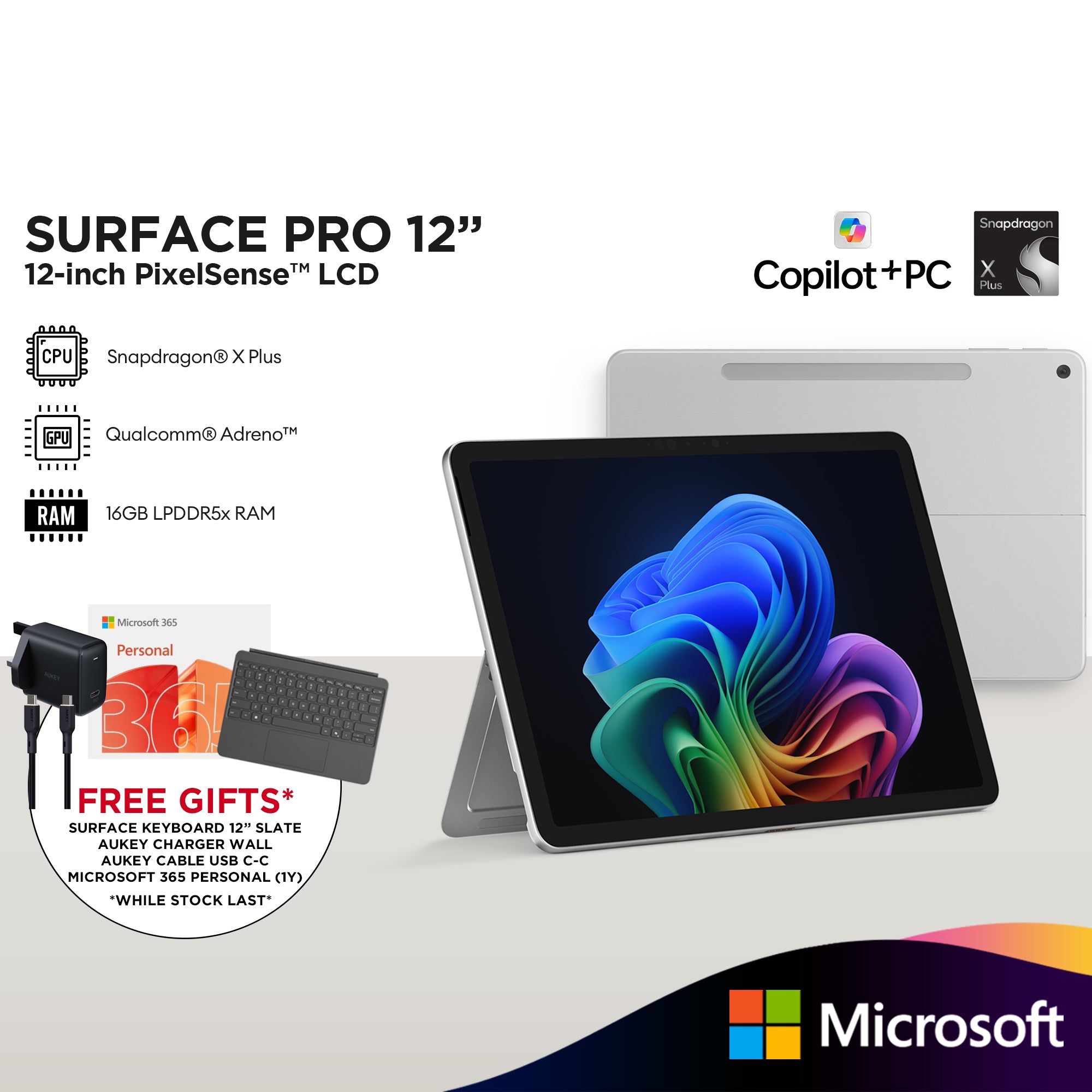 Microsoft Surface Pro 12" | Copilot+ PC | 12" LCD Touchscreen | Snapdr ...