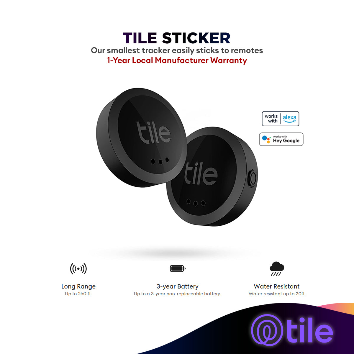 Tile Sticker (2022) Bluetooth Item Finder, 2 Pack, 45m Finding Range ...
