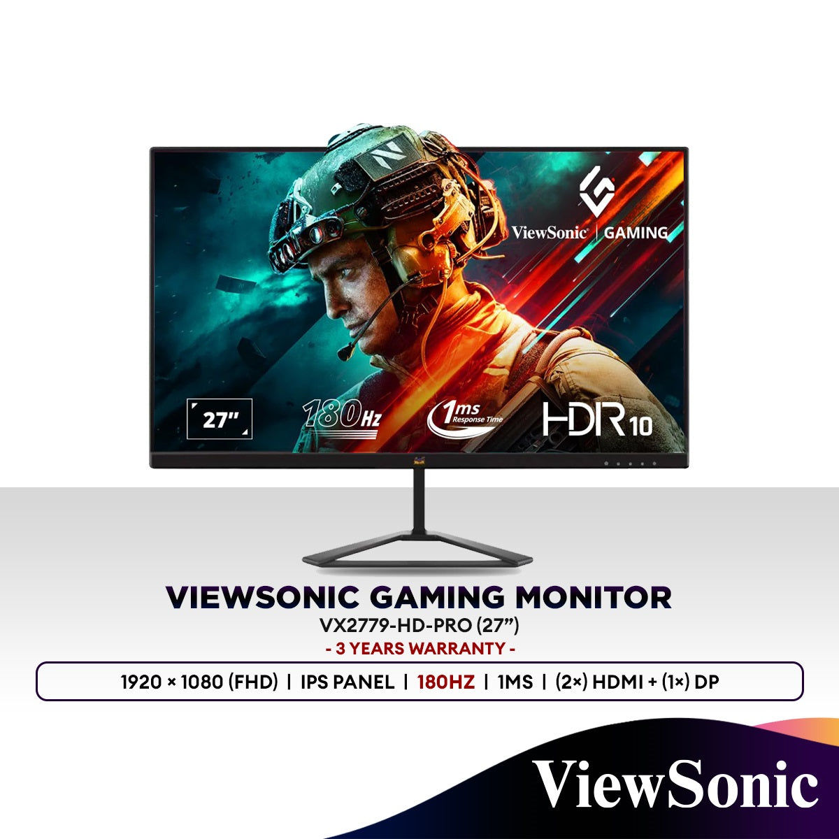 ViewSonic VX2779-HD-PRO 27” 180Hz IPS Gaming Monitor | HDR10 | AMD Fre ...
