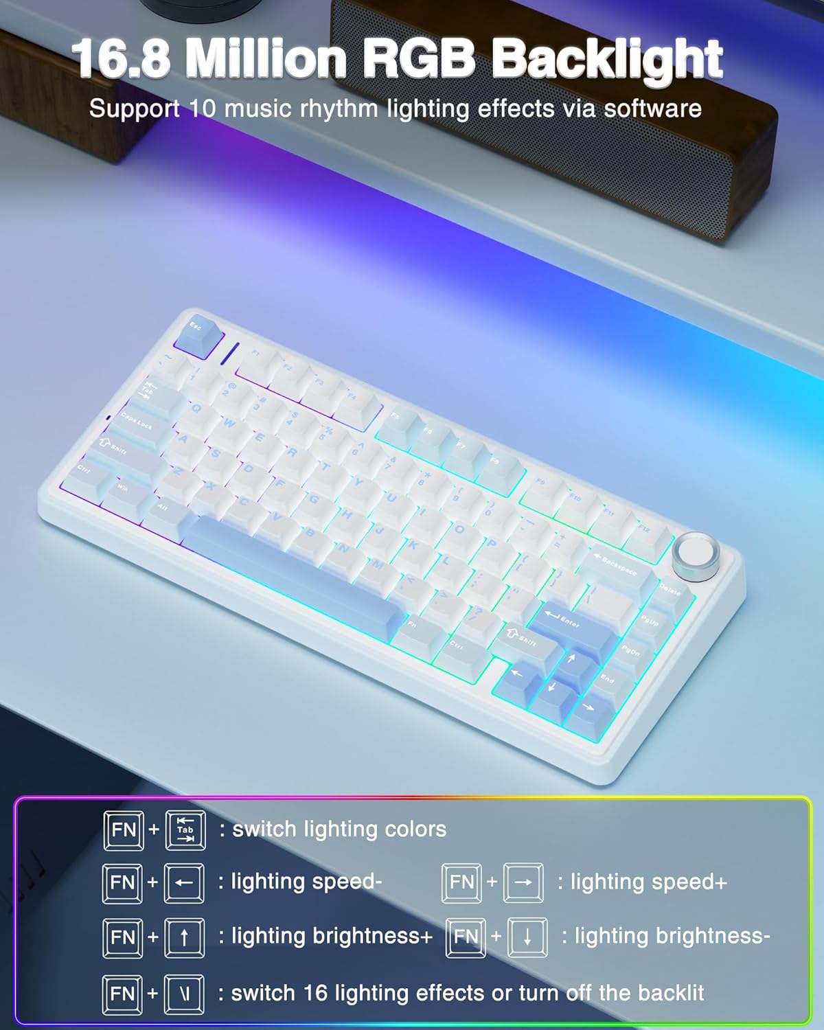 AULA F75 Mechanical Gaming Keyboard 75% 80 Key with RGB Tri-Mode Wired ...