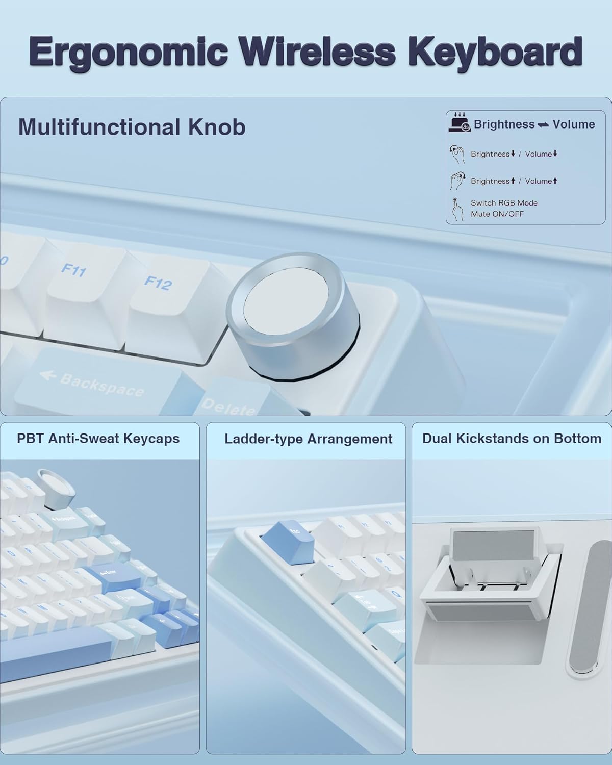 AULA F75 Mechanical Gaming Keyboard 75% 80 Key with RGB Tri-Mode Wired ...