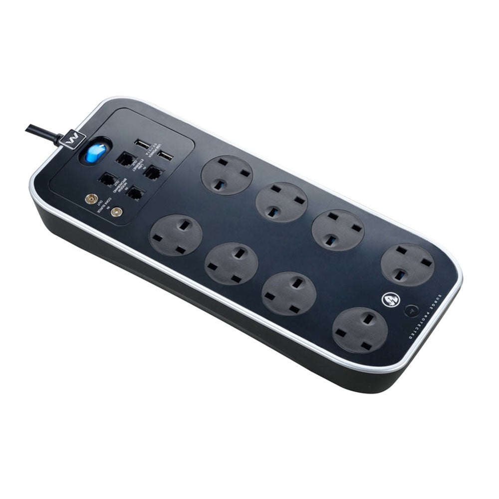 Masterplug Surge Protector 8 Gang 2 USB 3.1A 2 Meter Extension Leads S ...