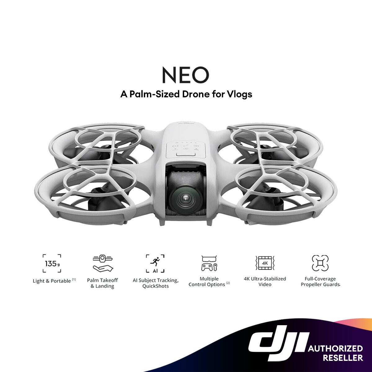 DJI Neo 4K UHD Camera Self Flying Drone that Follows You | AI Subject ...