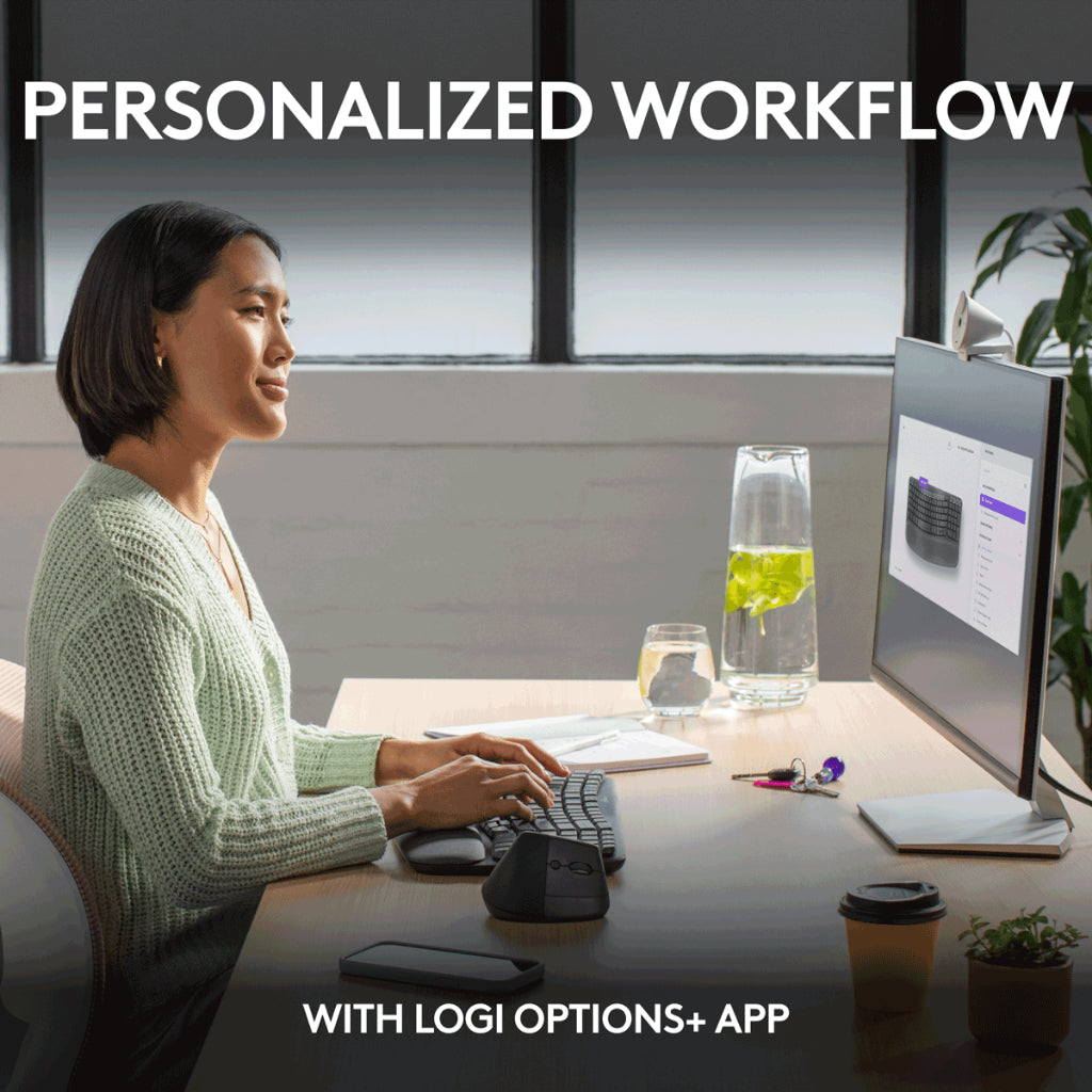 Logitech Wave Keys Wireless Ergonomic Keyboard with Cushioned Palm Res ...