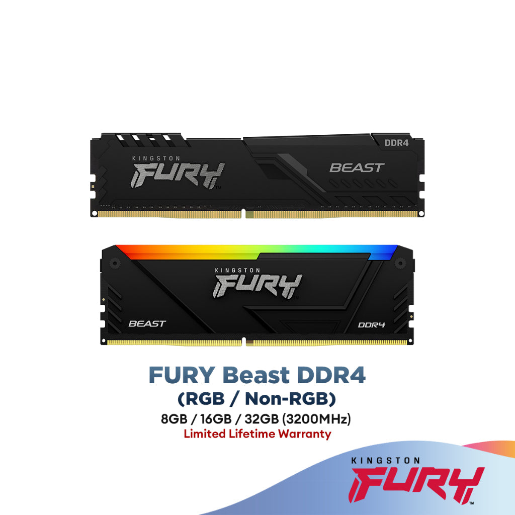 Kingston Desktop (PC) DDR4 Fury Beast 2666Mhz / 3200Mhz RAM (8GB / 16G ...