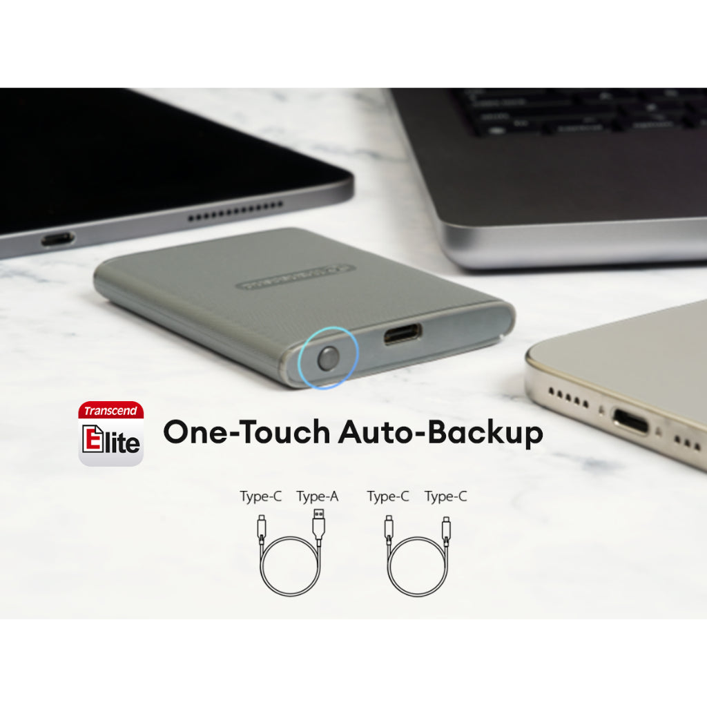 Transcend ESD360C Portable SSD 20Gbps USB3.2 Gen 2x2 Type-C Gray ( 1TB ...