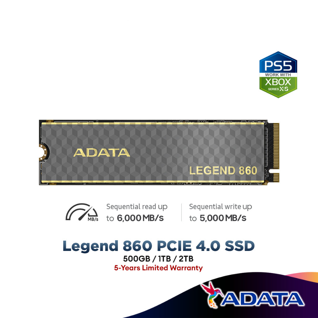 Adata SSD LEGEND 860 PCIE Gen4x4 M.2 2280 SSD (500GB / 1TB / 2TB) Soli ...