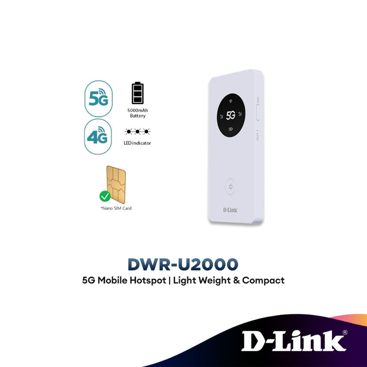 D-Link DWR-U2000 | DWR-U2100 Wireless 5G MIFI Wi-Fi 6 Mobile Hotspot R ...