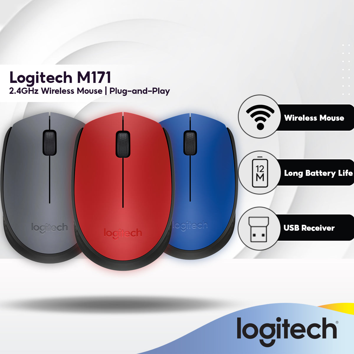 Logitech M171 Wireless Mouse 2.4GHz with USB Receiver | Optical Tracki ...