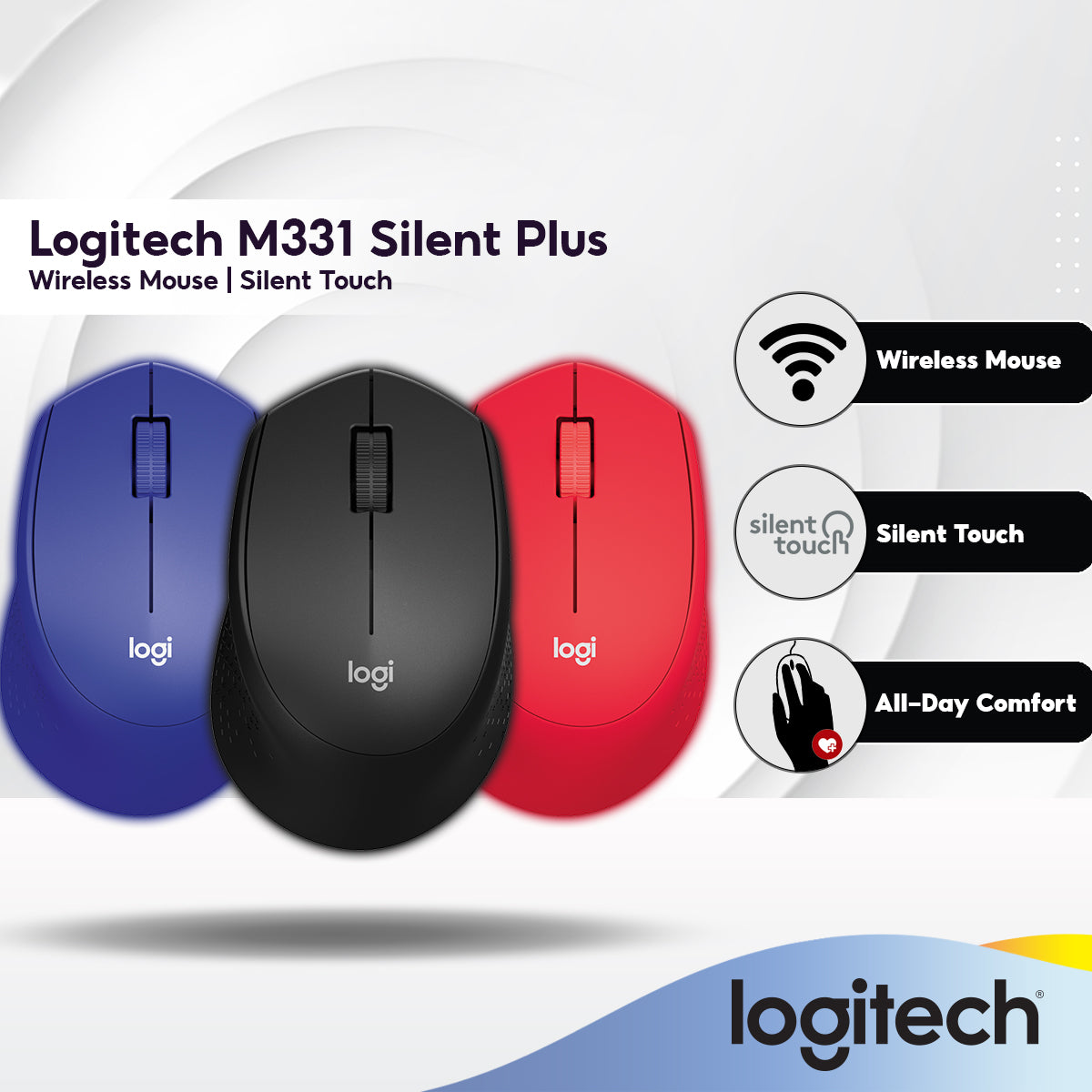 Logitech M331 Silent Plus Wireless Mouse | SilentTouch | Comfort | Lon ...
