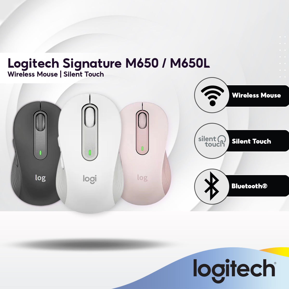Logitech Signature M650 / M650 L Wireless Mouse | Silent Touch | Bluet ...