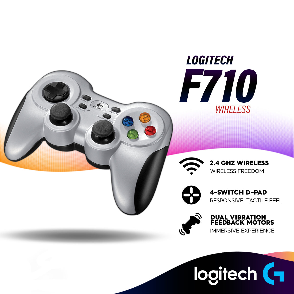 Logitech F710 Wireless Controller Gamepad with Four-Switch D-Pad | 2.4 ...