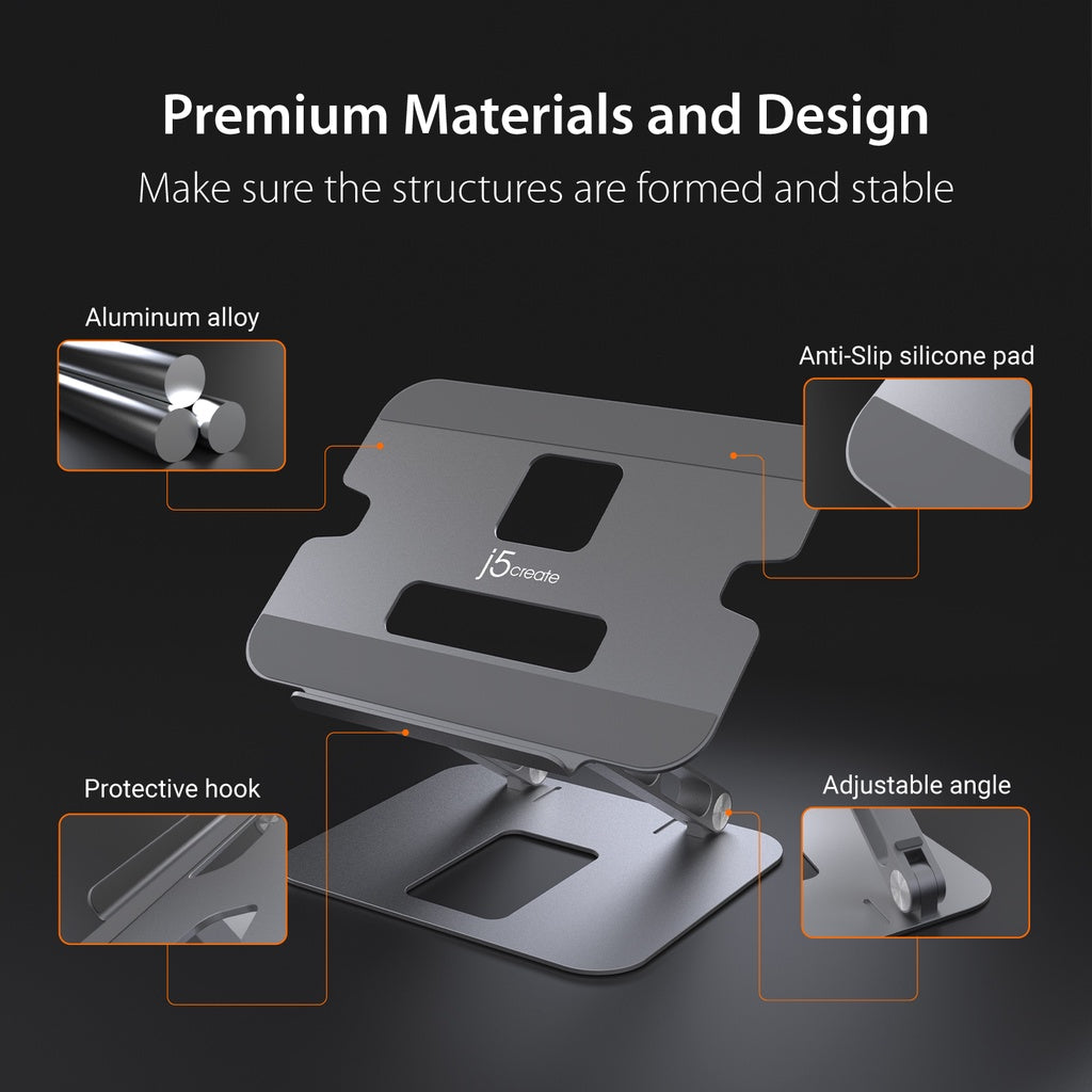 j5create JTS127 Ergonomic Aluminum Alloy Laptop Stand Designed to fit ...