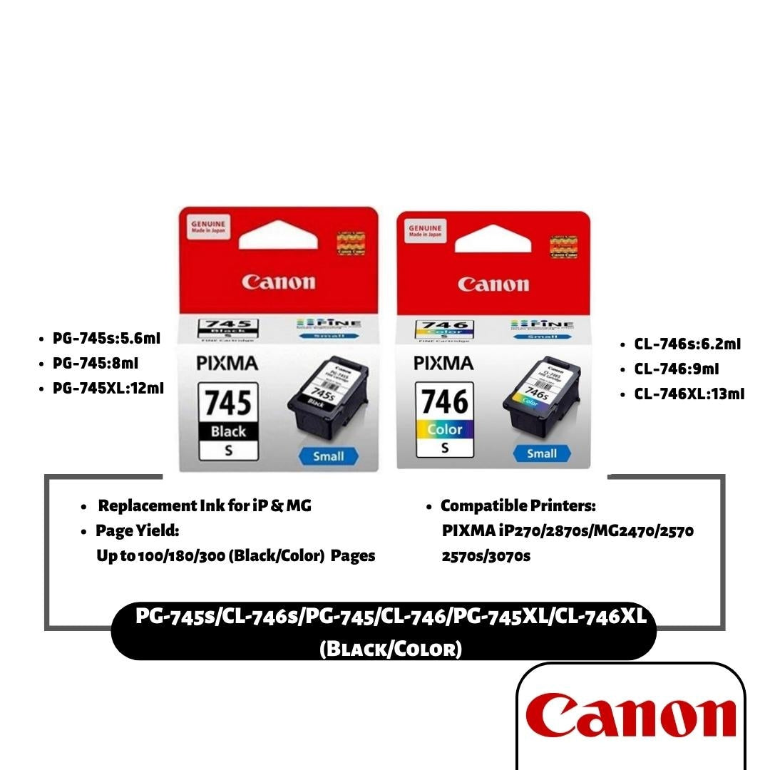 Canon PG-745S/ PG-745/ PG-745XL/ CL-746s/ CL-746/ CL-746XL Ink Cartrid ...