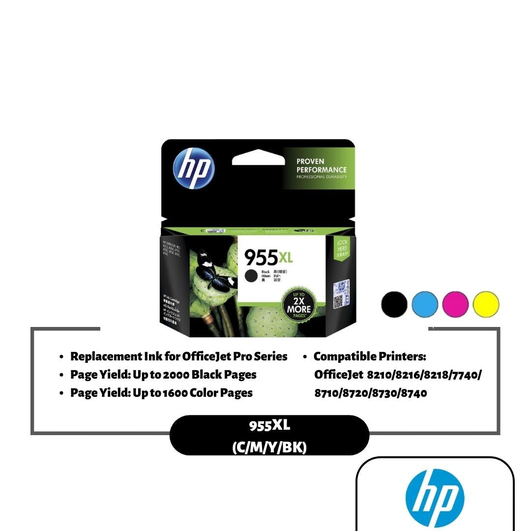 HP 955XL Ink Cartridge ( Black / Cyan / Magenta / Yellow ) - L0S63AA ...