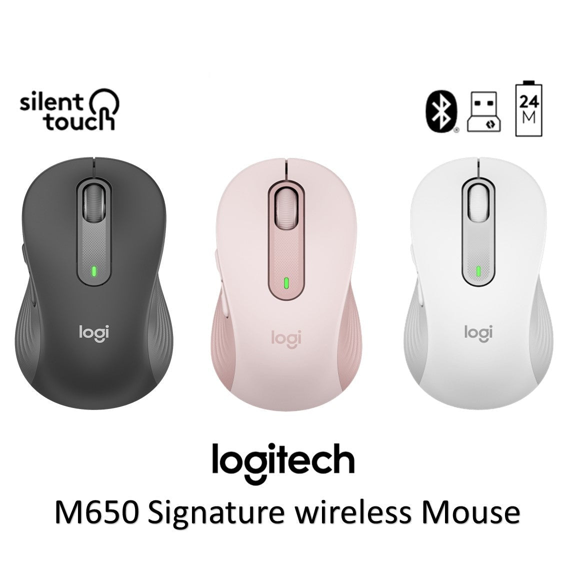 Logitech M650 Signature Wireless Mouse - 2-Year Battery, Silent Clicks ...