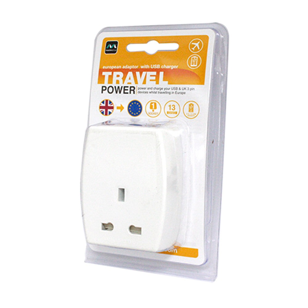 Masterplug Travel Adapter with 2 USB (2.1A) UK (TAUSBEUR2-MPA) / (TAUS ...
