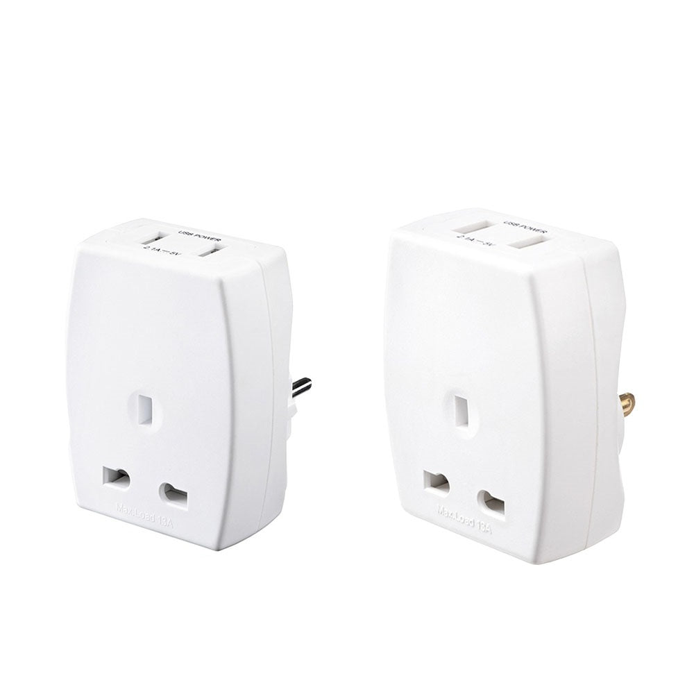 Masterplug Travel Adapter with 2 USB (2.1A) UK (TAUSBEUR2-MPA) / (TAUS ...